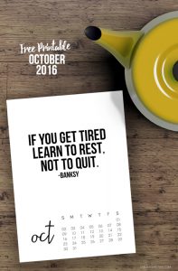 Free 2016 October Calendar Printable