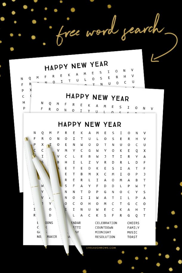New Year's Word Search Printable - Live Laugh Rowe