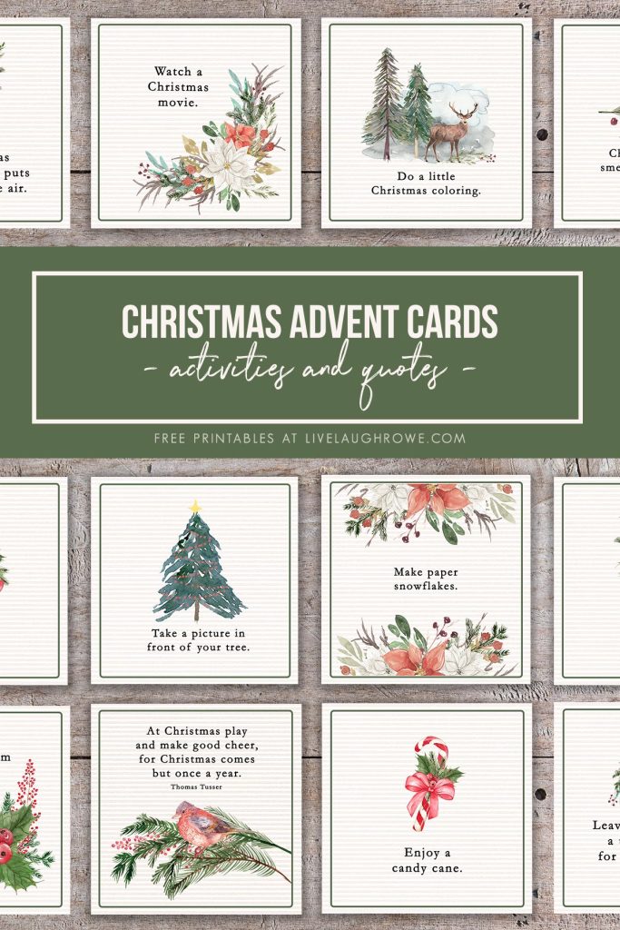 Christmas Advent Cards. Activities + Quotes - Live Laugh Rowe