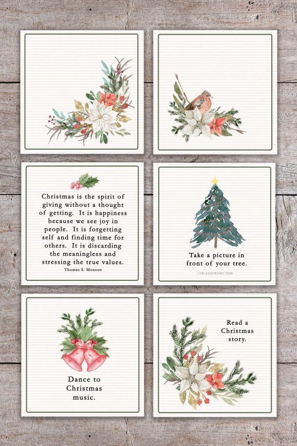 Christmas Advent Cards. Activities + Quotes - Live Laugh Rowe