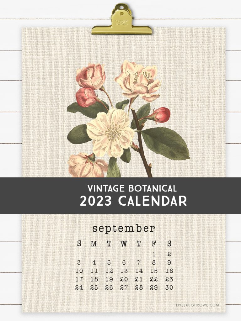 Printable 2023 Botanical Calendar - Live Laugh Rowe