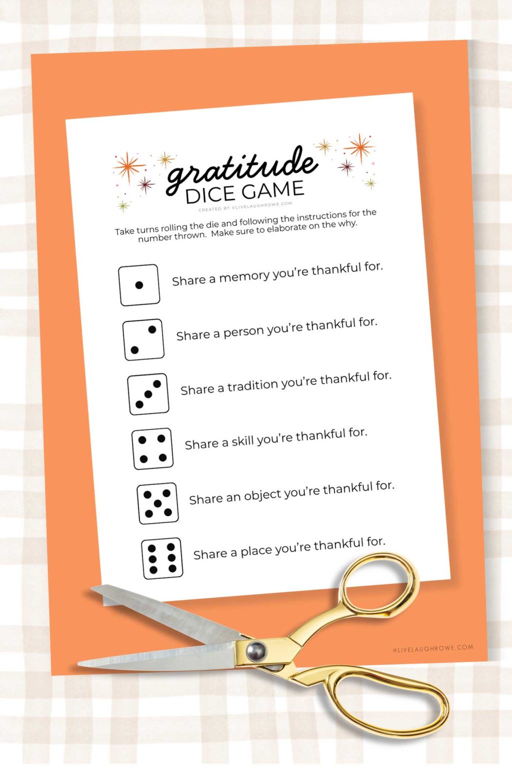 Gratitude Dice Game for Thanksgiving - Live Laugh Rowe